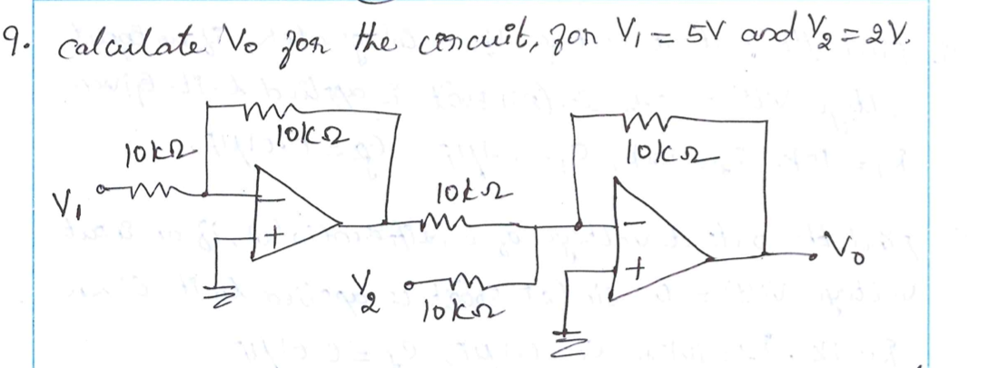 Solved calculate V0 for the corcuit, for V1=5 V and V2=2 V. | Chegg.com