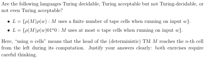 Are the following languages Turing decidable, Turing | Chegg.com