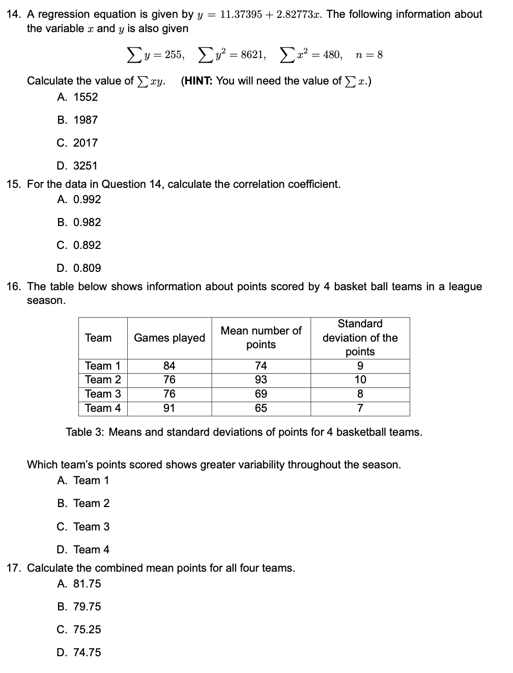 Solved 14. A regression equation is given by | Chegg.com