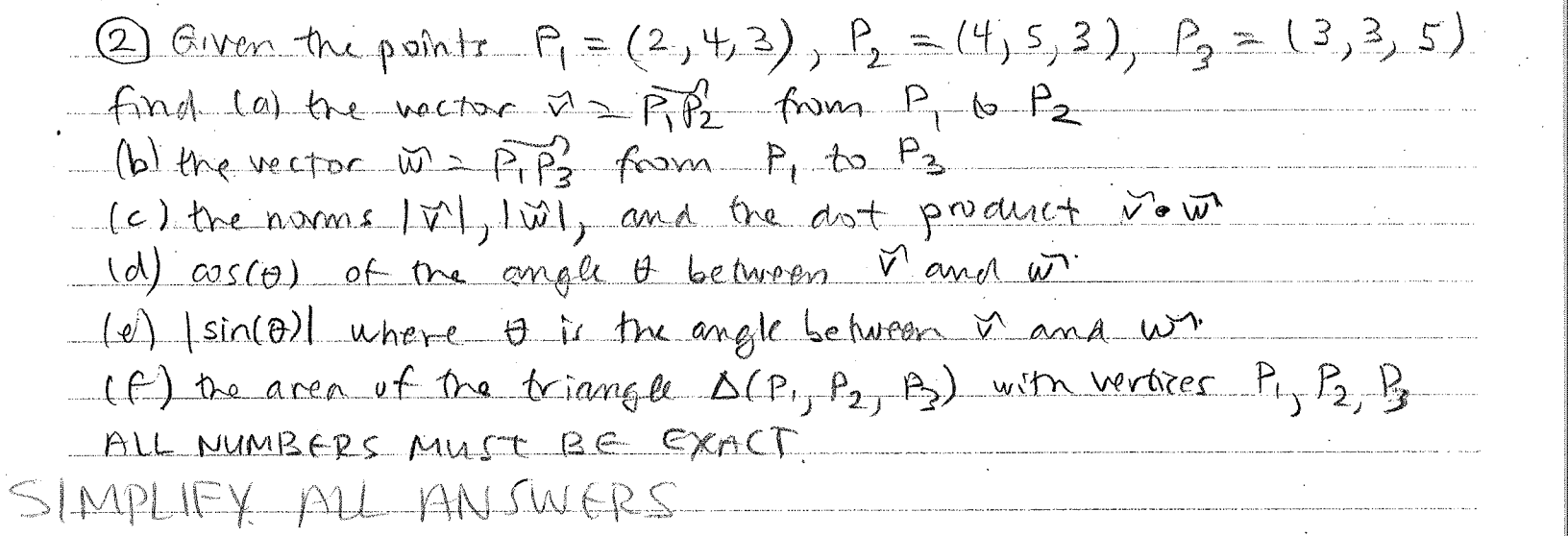 Solved Given the pointe...=(2,4,3), P = 14, 5,3), Pz = 13,3, | Chegg.com