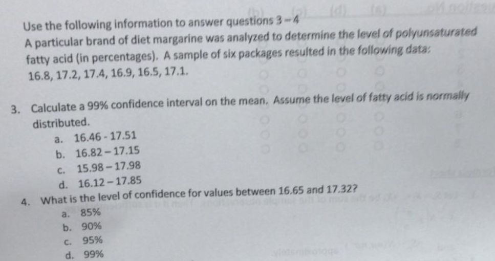Solved Use the following information to answer questions 3-4 | Chegg.com