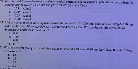Solved 22. What is the difference between standard chemical | Chegg.com