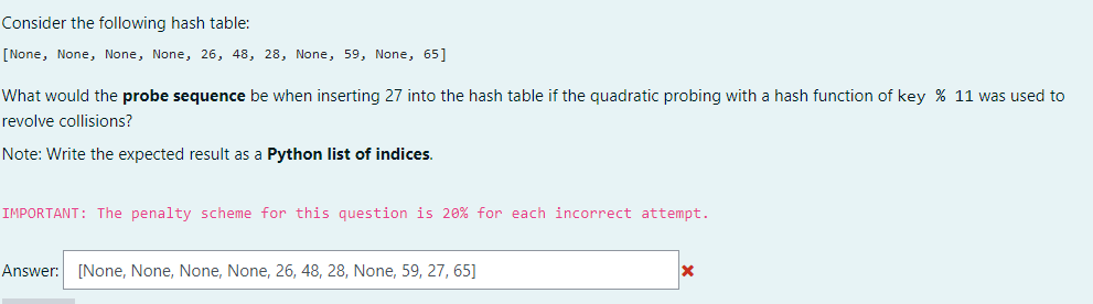 Solved Consider the following hash table: [None, None, None, | Chegg.com