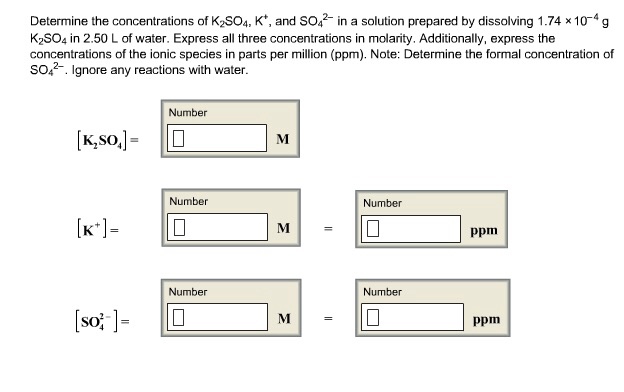 Solved Determine the concentrations of K2SO4, K' andSO in a | Chegg.com