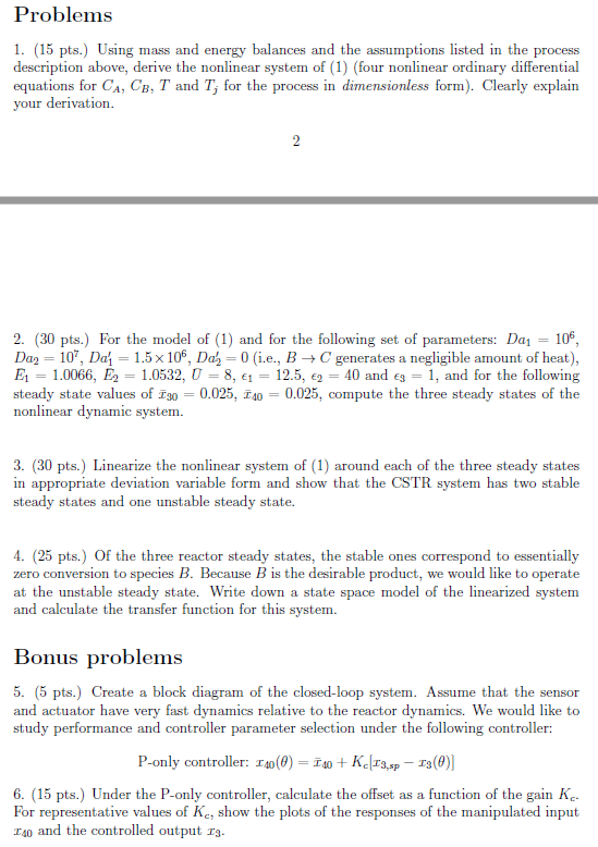 Solved Process description Consider a jacketed continuous | Chegg.com