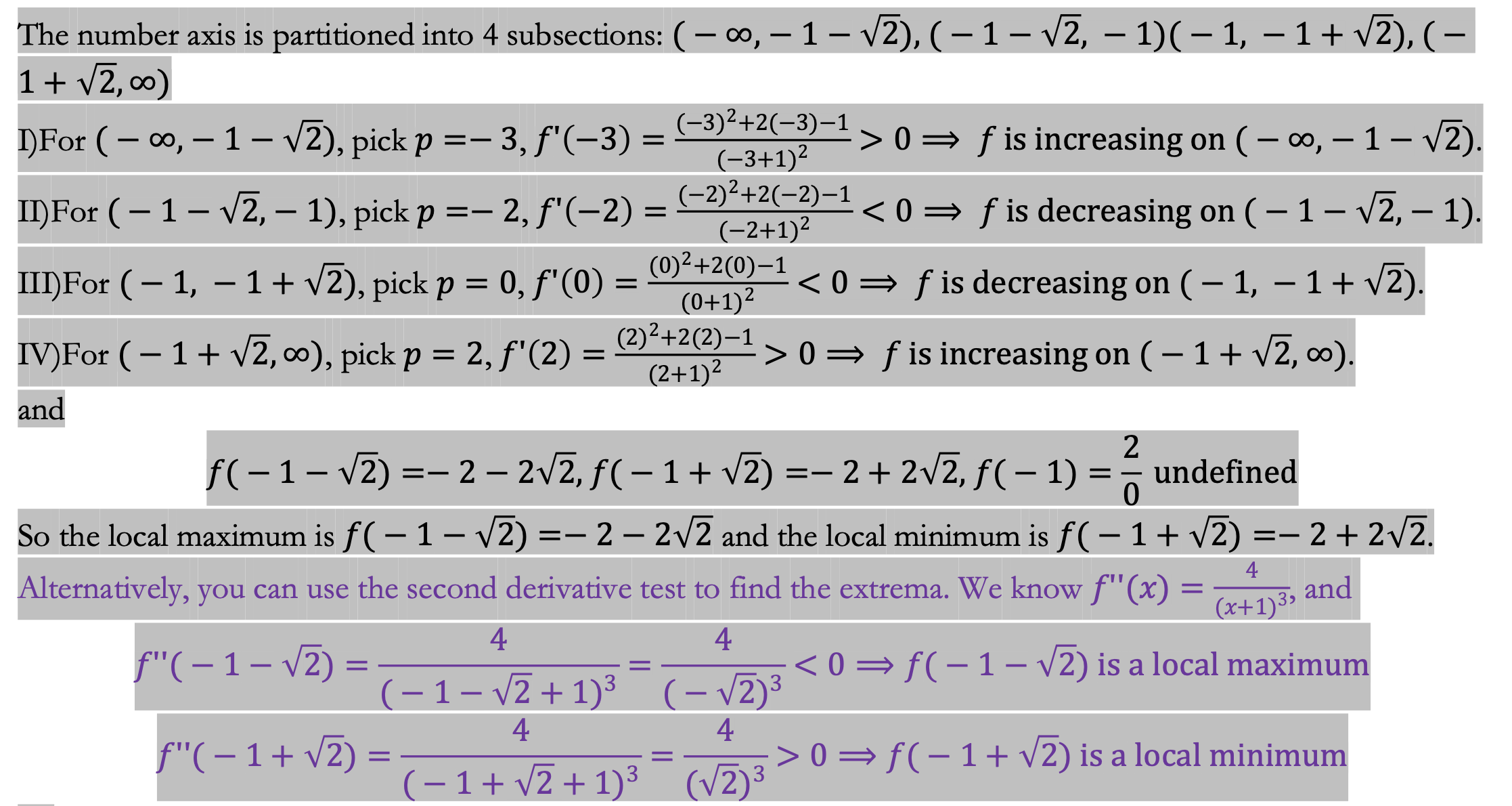 Solved Find the local minima and maxima of the following | Chegg.com