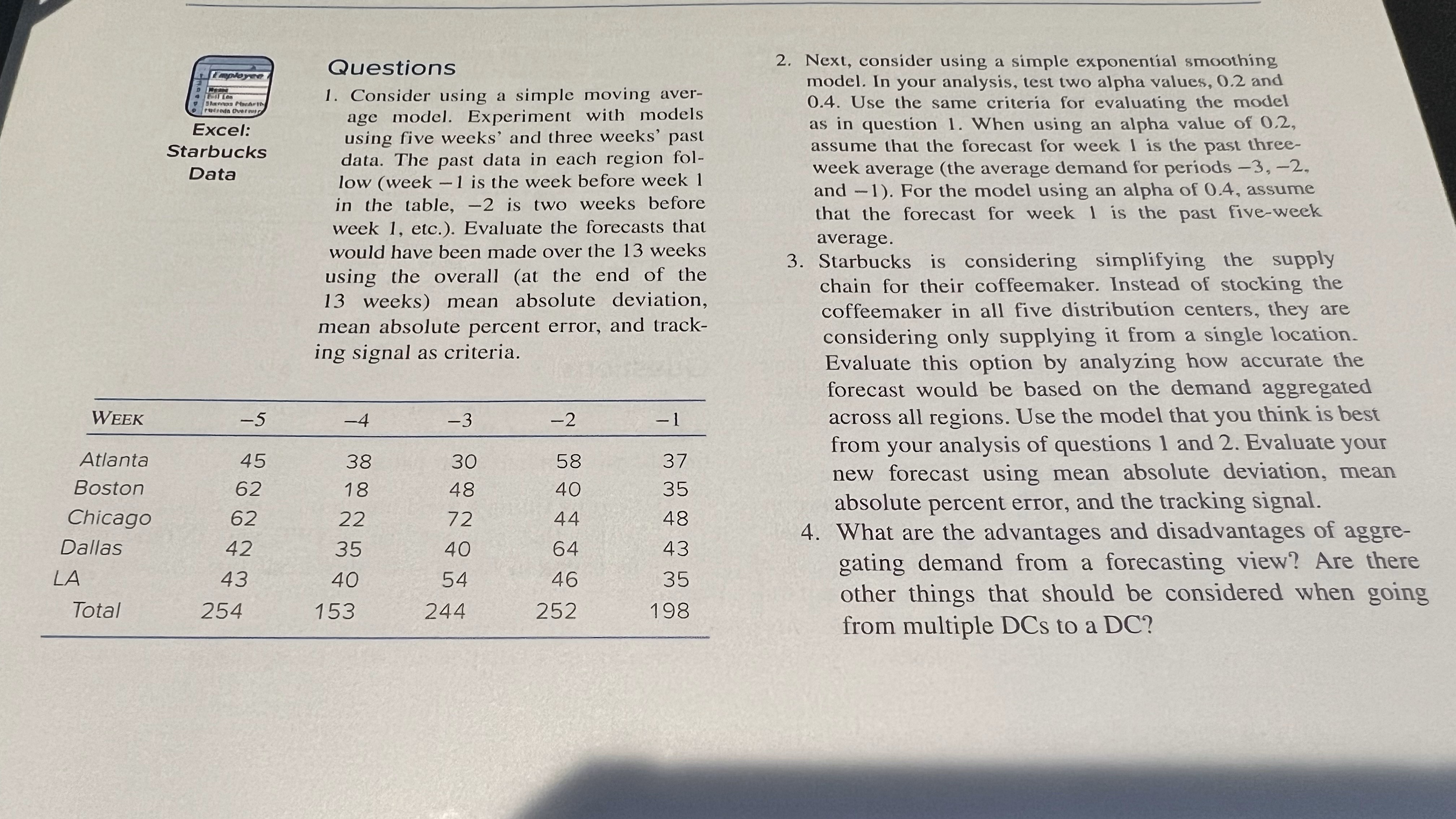 Solved Questions 1. Consider using a simple moving average | Chegg.com