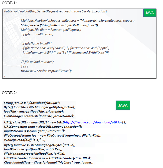 Solved You are given three (3) different codes as | Chegg.com
