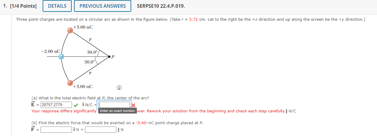 Solved Three point charges are located on a circular arc as | Chegg.com
