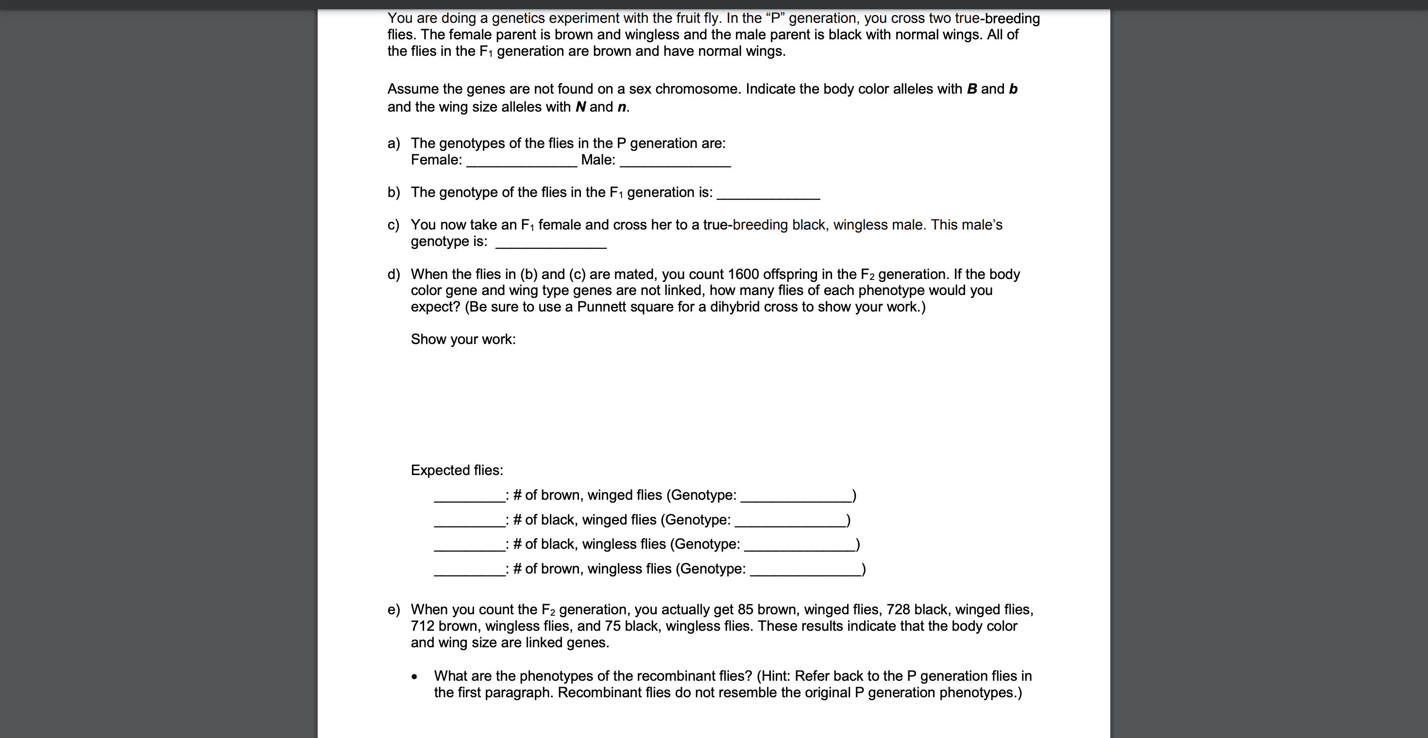 Solved You are doing a genetics experiment with the fruit | Chegg.com