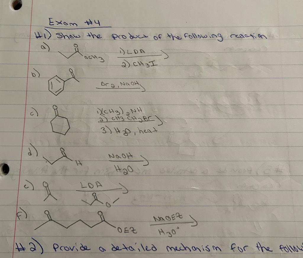 Solved Exom #4 11) Show the producy of the following | Chegg.com