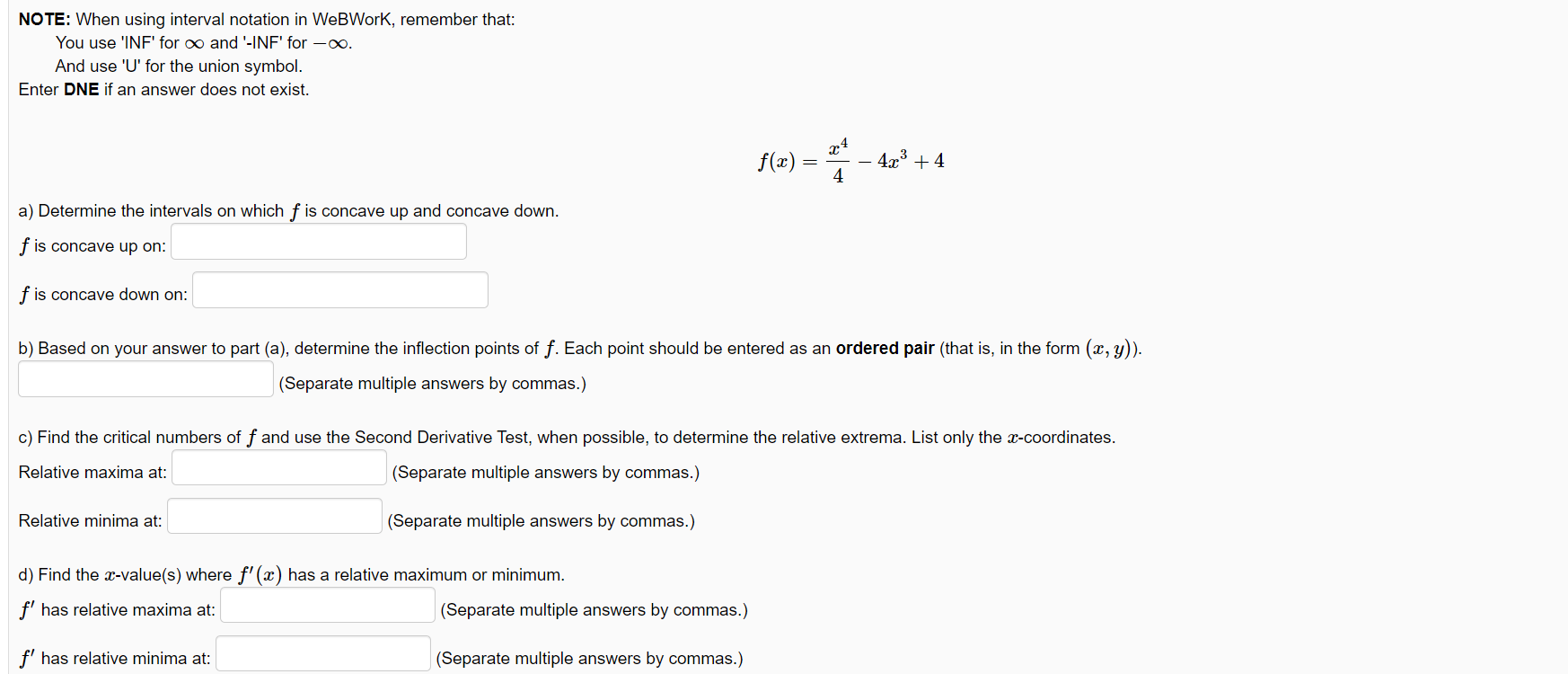 Solved NOTE: When using interval notation in WebWork, | Chegg.com