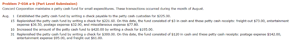 Solved Problem 7-03A a-b (Part Level Submission) Concord | Chegg.com