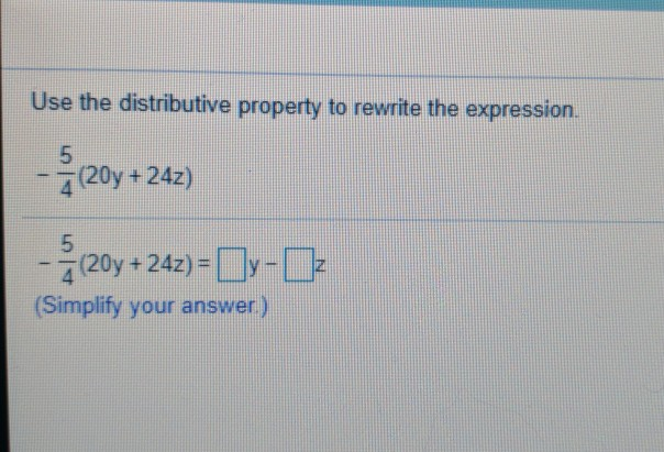 Solved Use the distributive property to rewrite the | Chegg.com