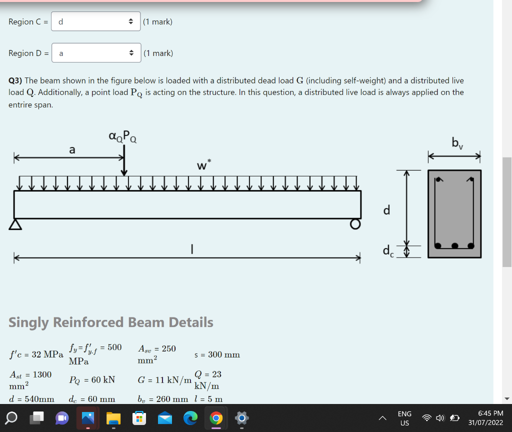 Solved Q3) The beam shown in the figure below is loaded with | Chegg.com