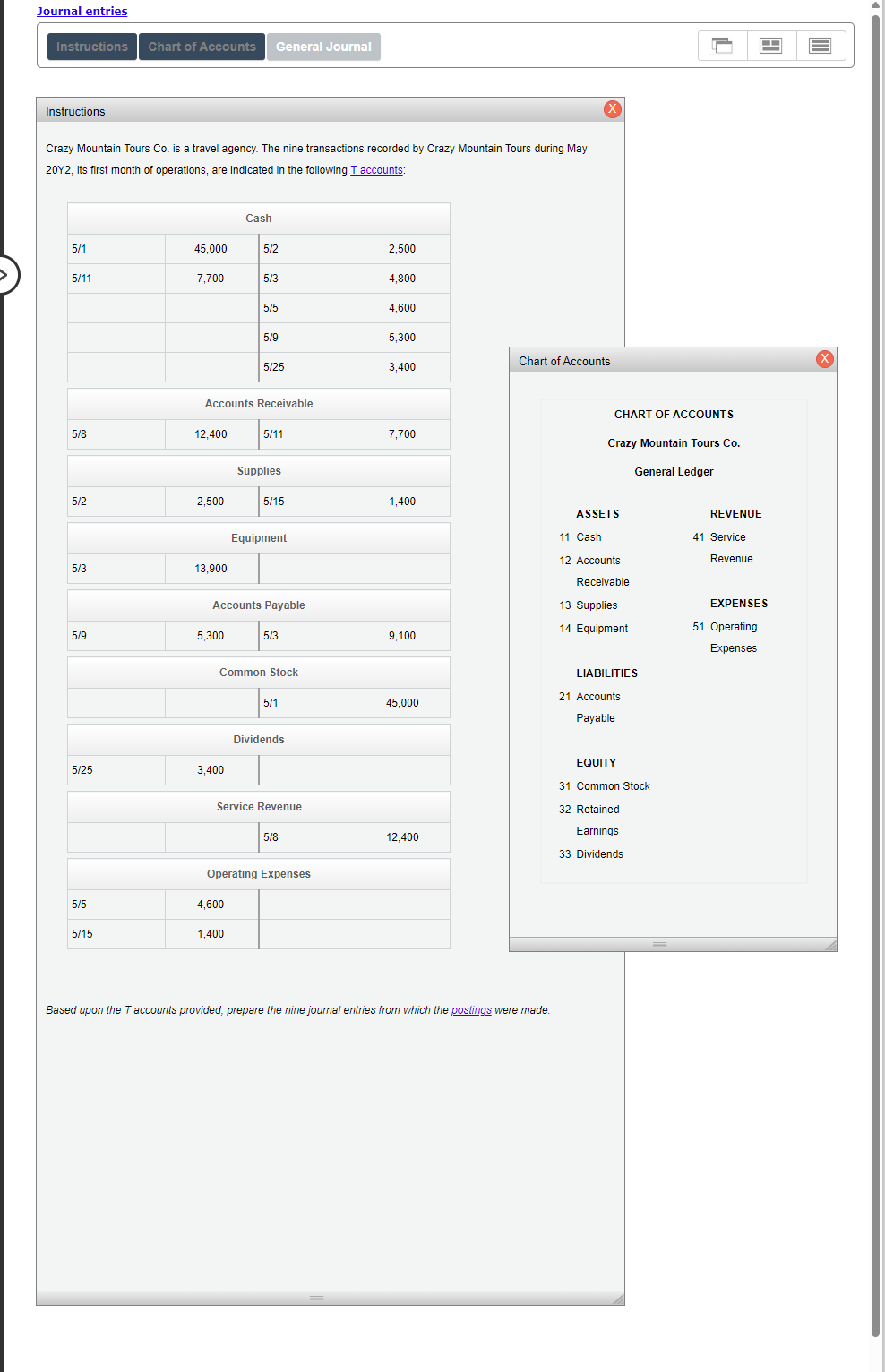 Solved General JournalBased upon the T ﻿accounts provided, | Chegg.com
