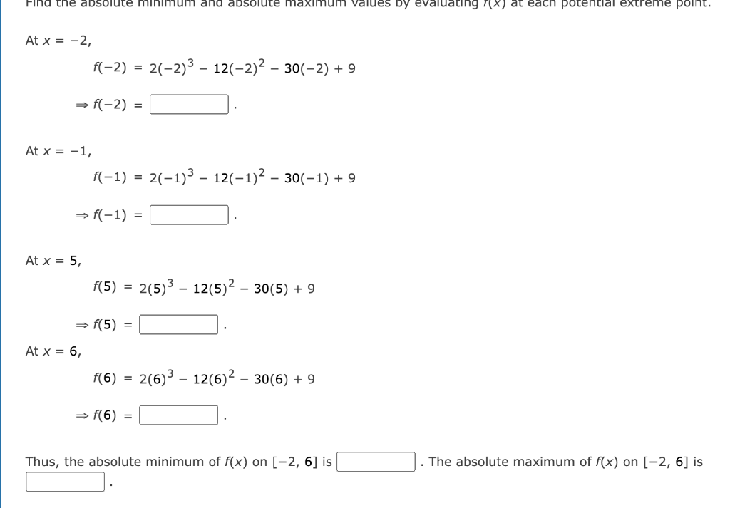 Solved Find the absolute minimum and absolute maximum values | Chegg.com