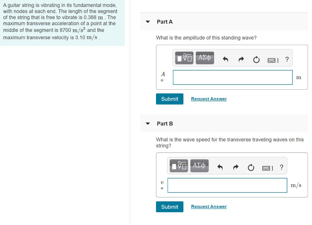 Solved A guitar string is vibrating in its fundamental mode, | Chegg.com