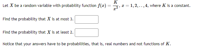Solved Let x ﻿be a random variable with probability function | Chegg.com