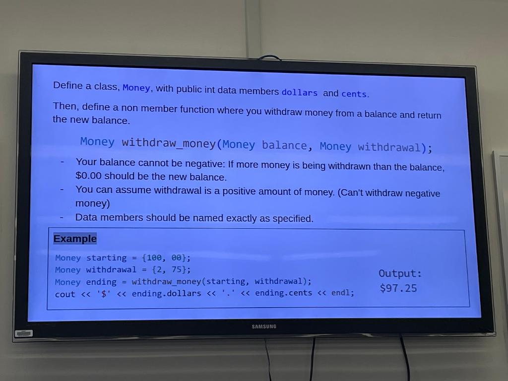 Solved Define a class, Money, with public int data members | Chegg.com