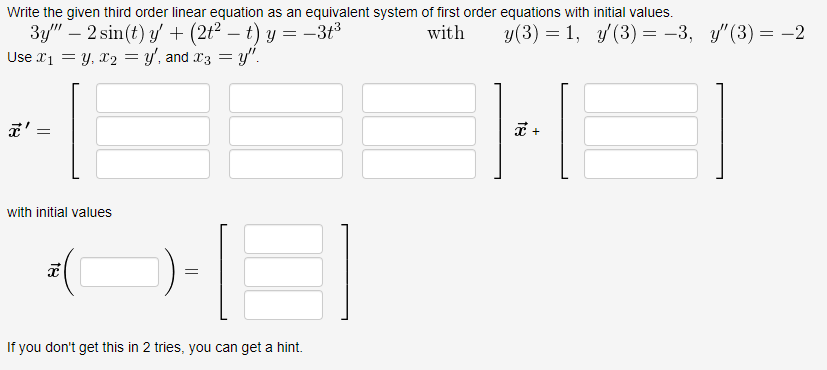 Solved Write the given third order linear equation as an | Chegg.com