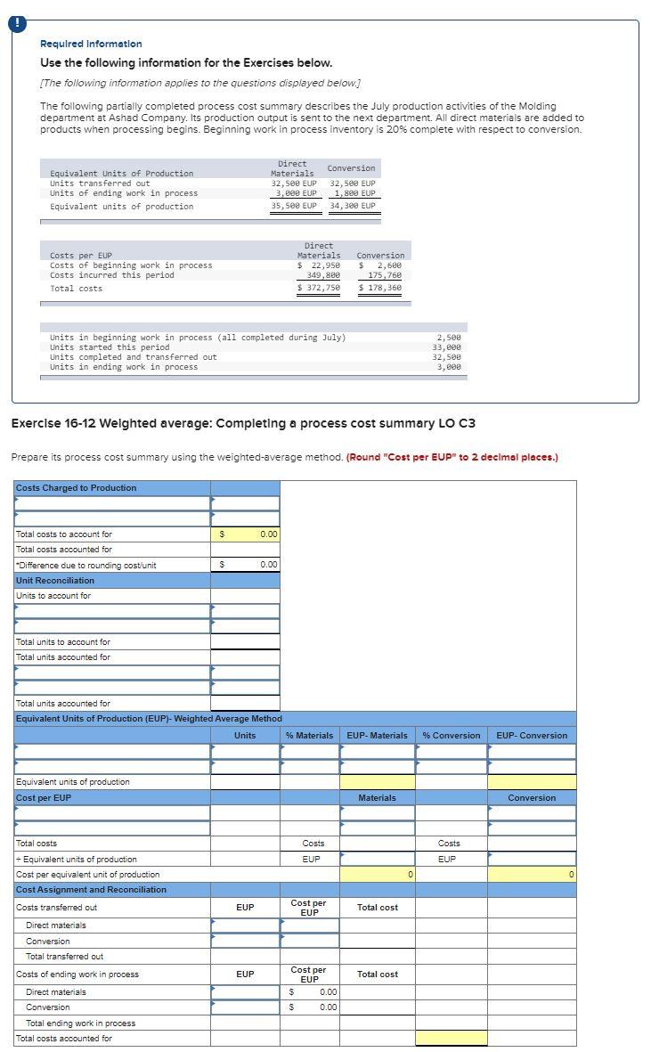 [Solved]: Required Information Use the following informati