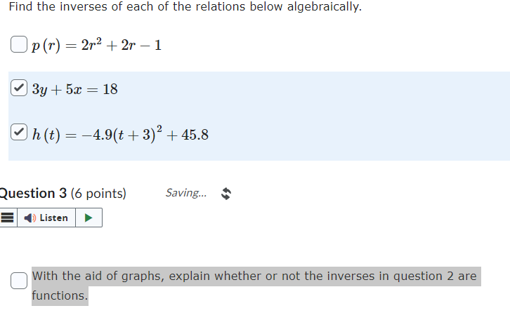 Solved Find the inverses of each of the relations below | Chegg.com