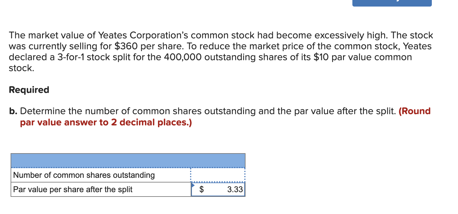 Solved The market value of Yeates Corporation's common stock | Chegg.com