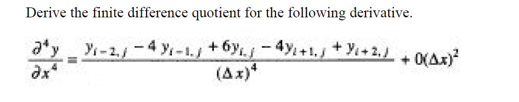 Solved Derive The Finite Difference Quotient For The
