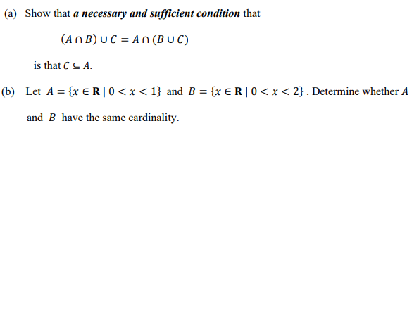 Solved (a) Show that a necessary and sufficient condition | Chegg.com