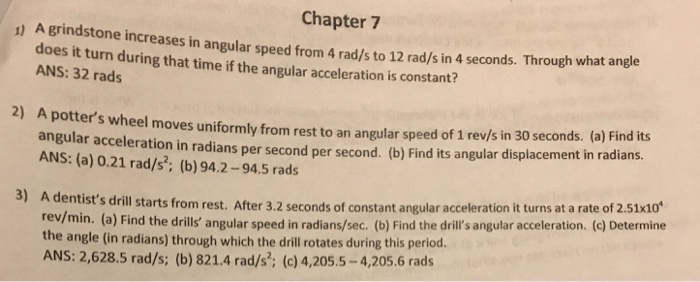 Solved Chapter 7 ) A grindstone increases in angular speed | Chegg.com