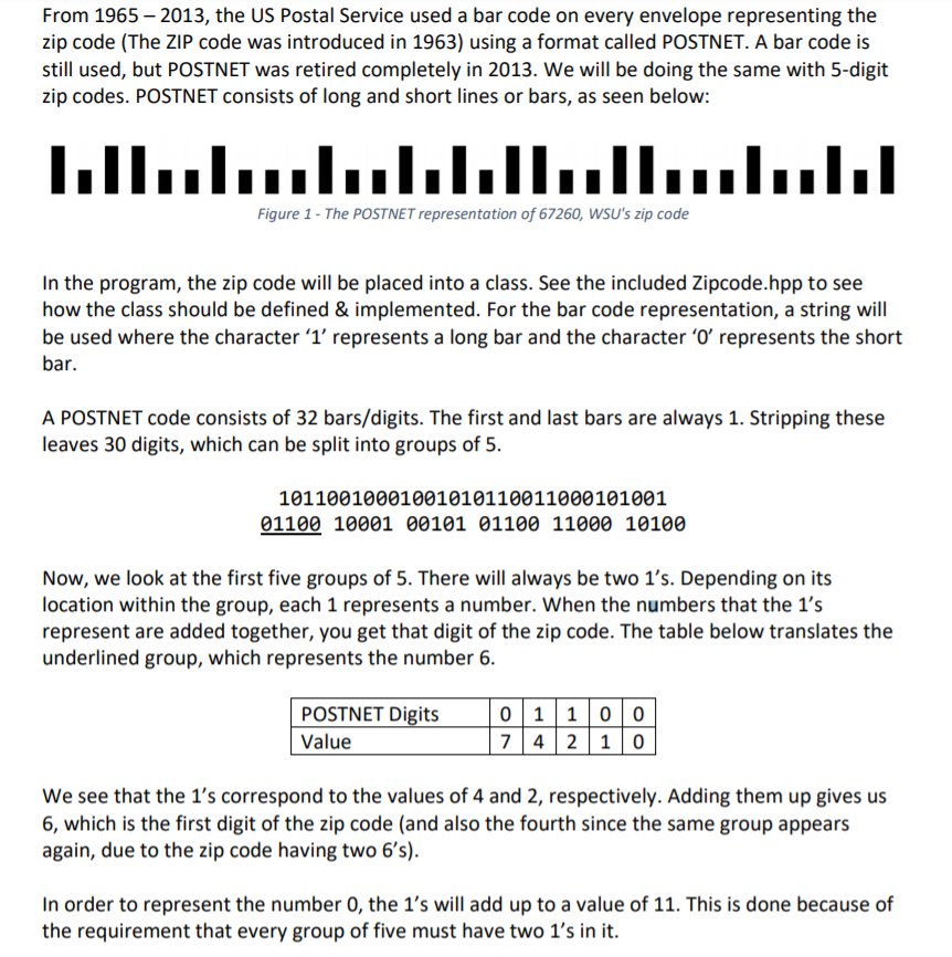 Solved From 1965 – 2013, the US Postal Service used a bar | Chegg.com
