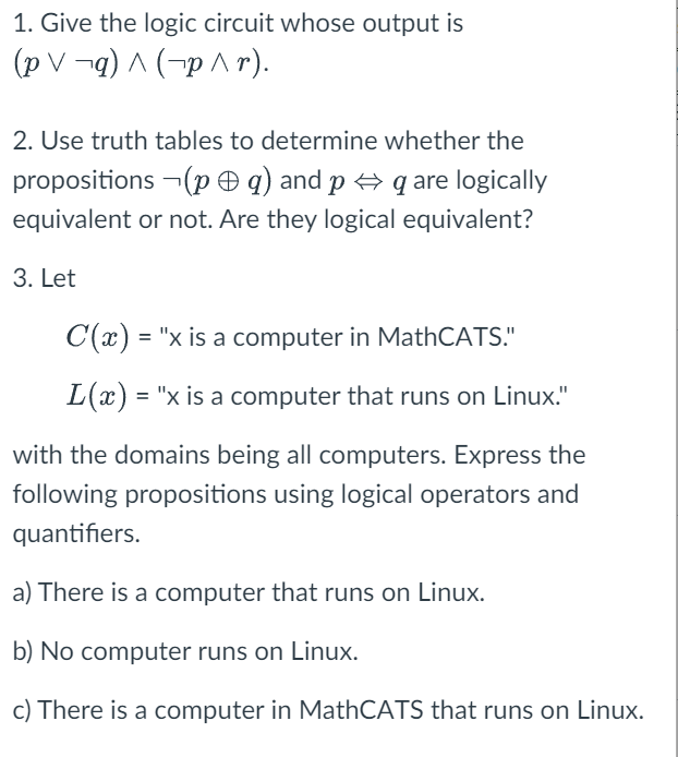 Solved 1. Give the logic circuit whose output is | Chegg.com