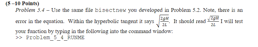 Solved Problem 5.4 - Use the same file bisectnew you | Chegg.com