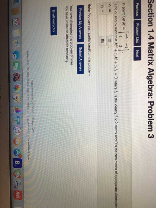 Solved Section 1.4 Matrix Algebra: Problem 3 Previous | Chegg.com