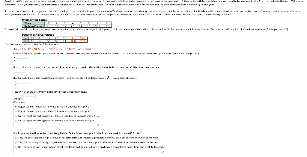 Solved Serial correlation, also known as autocorelation, | Chegg.com