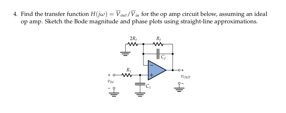 Solved 4. Find the transfer function H(jw) = Vout/Vin for | Chegg.com