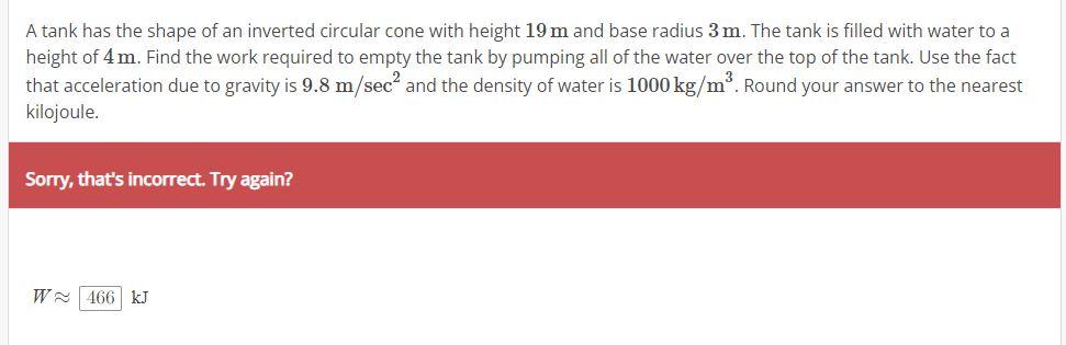 Solved A tank has the shape of an inverted circular cone | Chegg.com