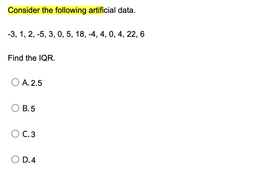 Solved Consider the following artificial data. | Chegg.com