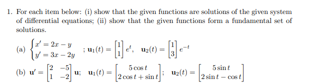 Solved 1. For each item below: (i) show that the given | Chegg.com