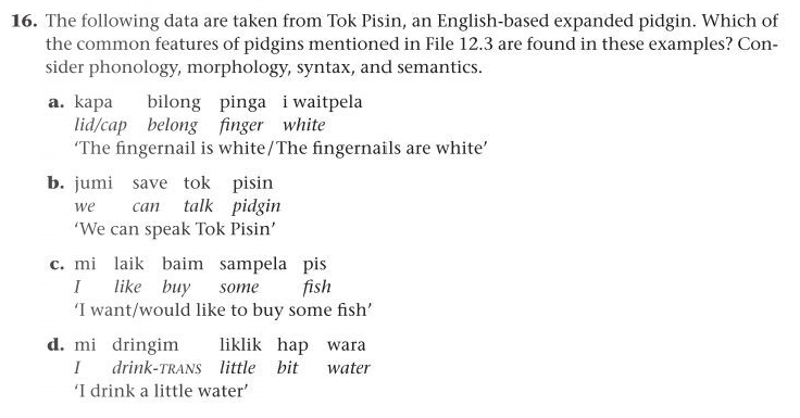 16. The following data are taken from Tok Pisin, an | Chegg.com