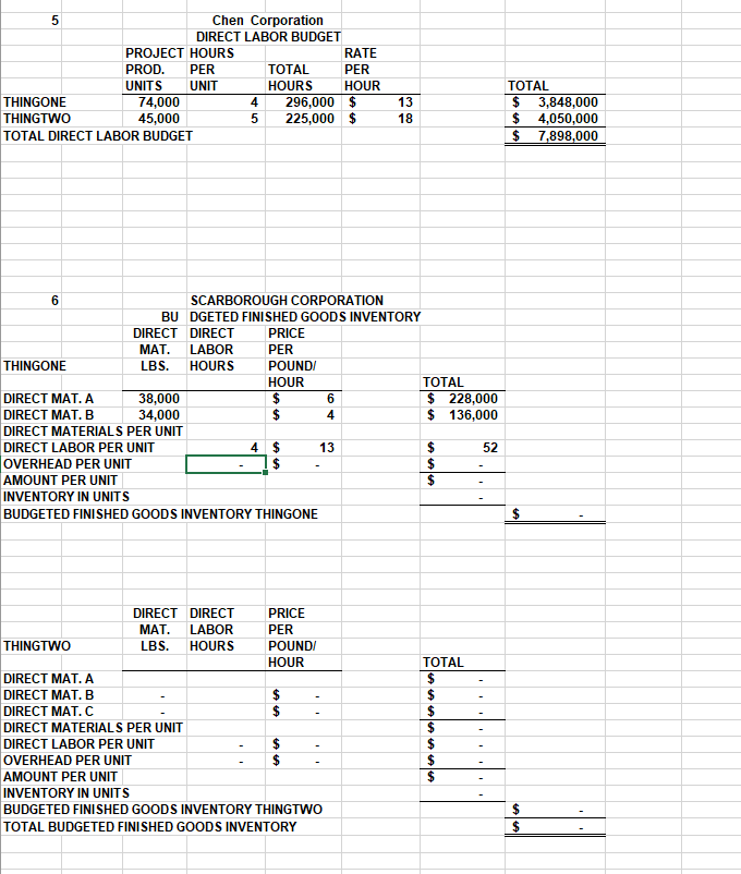 Solved Part 7- 9 in excel format please. The Chen | Chegg.com