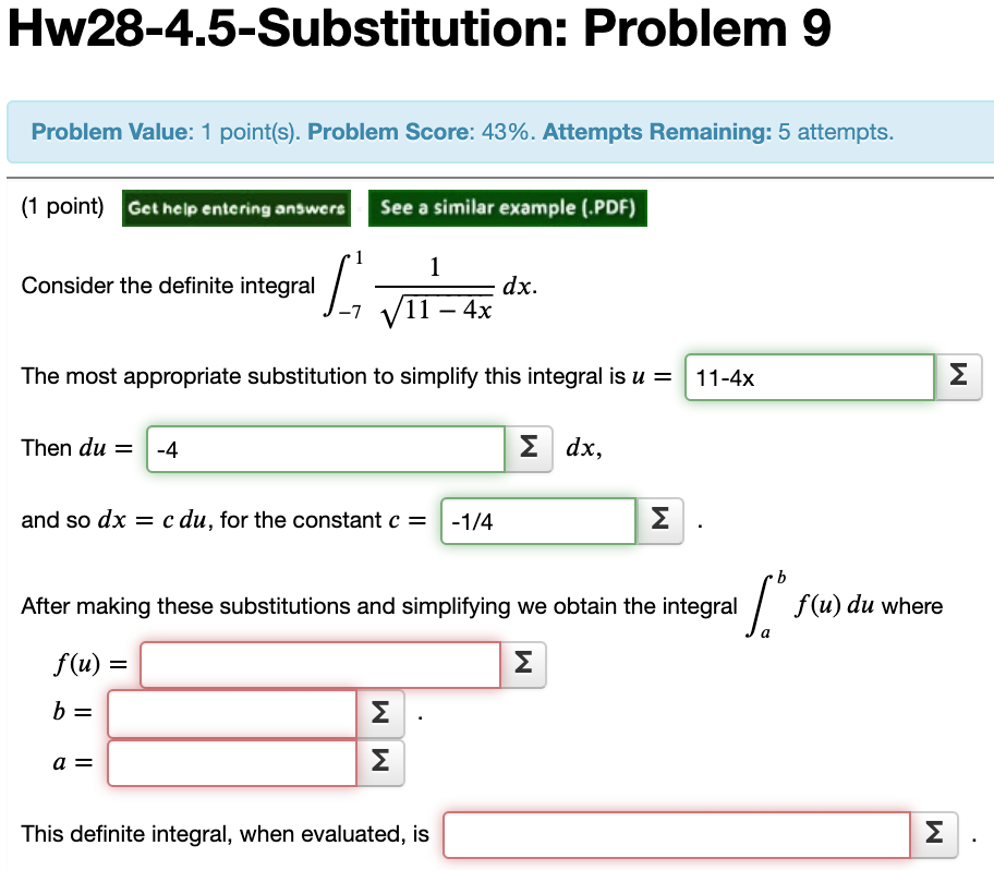 Solved Hw28-4.5-Substitution: Problem 9 Problem Value: 1 | Chegg.com