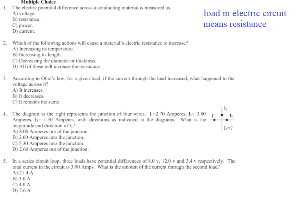 Solved 1. Multiple Choice The electric potential difference | Chegg.com