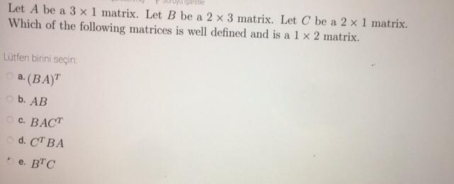 Solved Let A be a 3 x 1 matrix. Let B be a 2 x 3 matrix. Let | Chegg.com