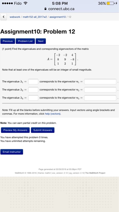 Solved Fido 5:08 PM connect.ubc.ca 36%) webwork/ math152-all | Chegg.com
