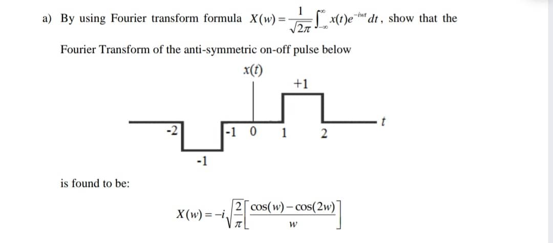 Solved A By Using Fourier Transform Formula