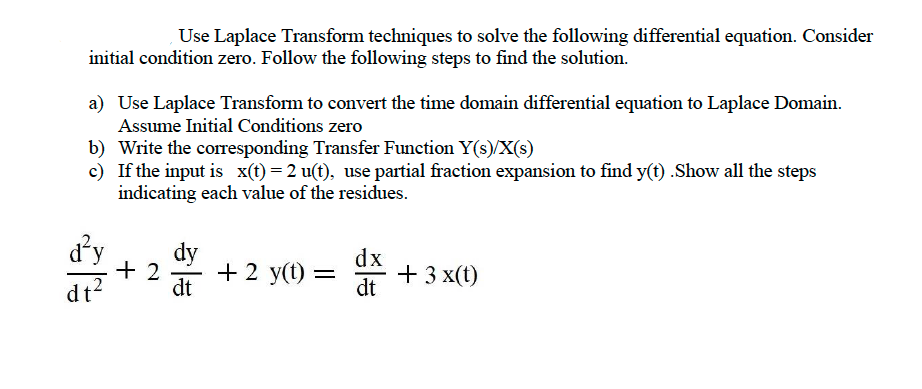 Solved Use Laplace Transform techniques to solve the | Chegg.com