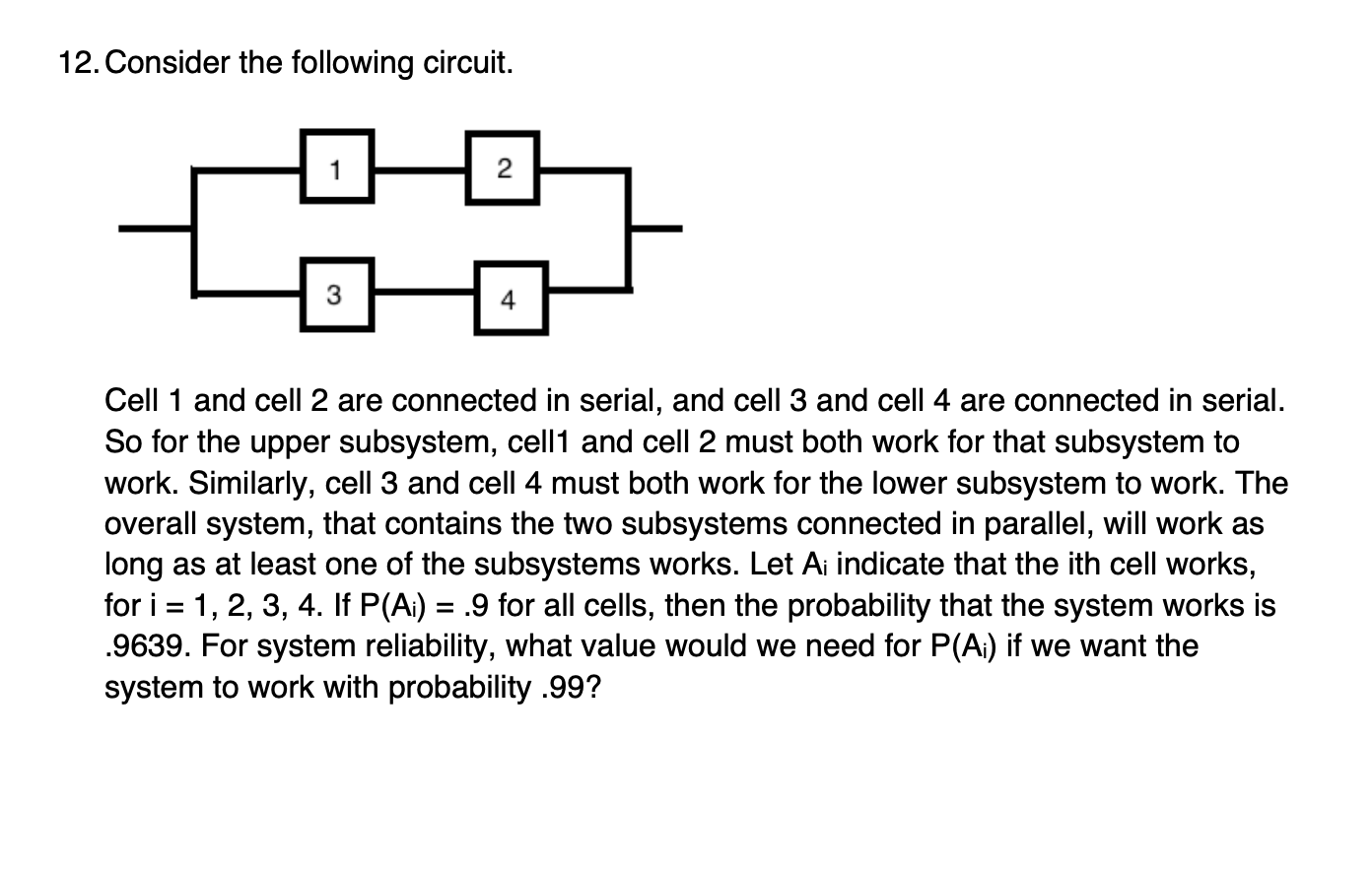 Solved 12. Consider the following circuit. 2 Cell 1 and cell | Chegg.com