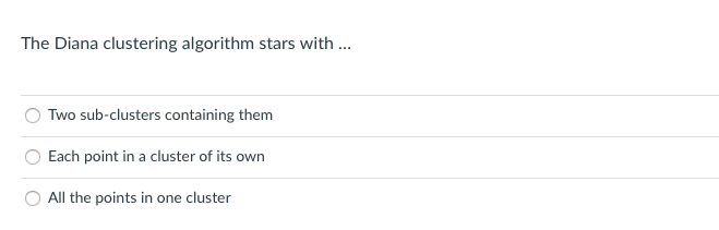 Solved The Diana clustering algorithm stars with ... Two | Chegg.com